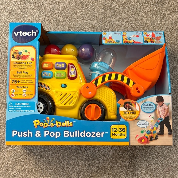 vtech | Toys | Vtech Push Pop Bulldozer Yellow And Orange | Poshmark